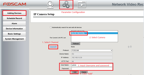 How to add a Foscam camera connected to the LAN on the Foscam NVR via a web browser?-Foscam ...